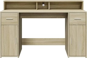 Psací stůl s LED dub sonoma 140 x 55 x 91 cm kompozitní dřevo 3309422