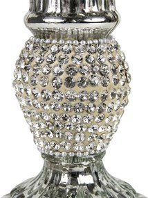 Stříbrný skleněný svícen s kamínky Rhinestone silver S - 10 cm