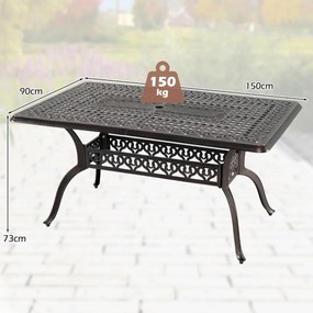 Costway Zahradní stůl s otvorem na slunečník vyrobený z litého hliníku.