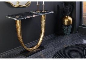 Massive home | Ručně vyrobený konzolový stolek OMEGA 80cm mramorová černá se zlatým rámem