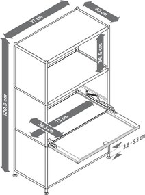 Tchibo - Kovová komoda »Cn3« se 2 přemístitelnými výklopnými dvířky - barva: zelená
