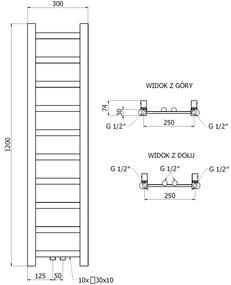Mexen Bolt, topné těleso 1200 x 300 mm, 240 W, spodní a středové, černá, W126-1200-300-00-70