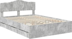 Rám postele s čelo Betonově šedá 150 x 200 cm Inženýrské dřevo 3412994