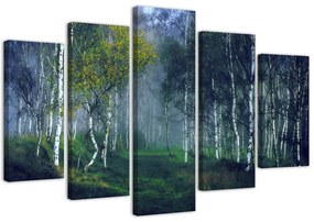 Gario Obraz na plátně Břízy v mlze - 5 dílný Rozměry: 100 x 70 cm