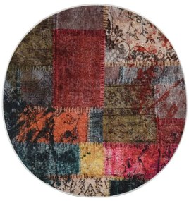 337969 vidaXL Koberec pratelný patchwork ⌀ 120 cm vícebarevný protiskluzový