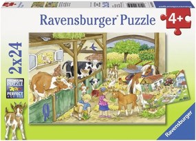Puzzle ravensburger 091959 den na farmě 2x24 dílků