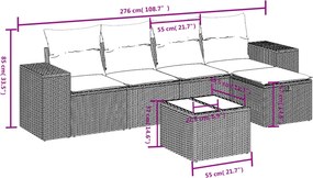 6dílná zahradní sedací souprava s poduškami černá polyratan 3264402