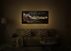 Li-Go "Pod vrcholy hor" světelný obraz 230V 120x60 cm provedení povrchu: dub světlý