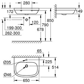 GROHE 39323000 - Umyvadlo EURO CERAMIC 650 × 514 mm keramika/bílá