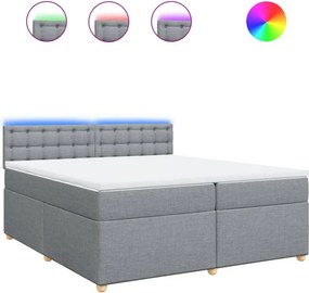Box spring postel s matrací světle šedá 200 x 200 cm textil 3289101