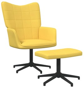 Relaxační křeslo se stoličkou hořčicově žluté textil,  327981 HangarStore.cz
