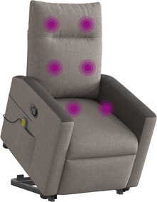 Zvedací masážní polohovací křeslo taupe textil 3324064