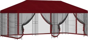 Altán s bočními stěnami 6 x 3 m Vínová Polyester a ocel 190 gsm 3376004