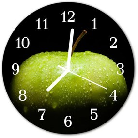 Skleněné hodiny kulaté jablko fi 30 cm