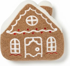 Dekorační polštářek GINGERBREAD HOUSE 40x40 cm, hnědý