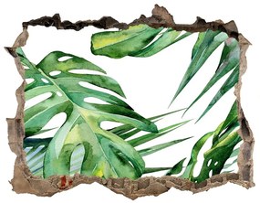 Wallmuralia Nálepka 3D díra na zeď Tropické listí 95x64 cm