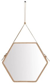 Nástěnné zrcadlo závěsné ve tvaru šestiúhelníku Minimalistické Korek Hnědé STONE