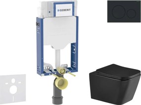 Geberit Kombifix - Set předstěnové instalace, klozetu Arkas I a sedátka softclose, tlačítko Sigma20, matná černá/černá SANI15CA5510