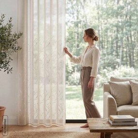 ZÁCLONA NA KROUŽCÍCH INA 140X250 CM LISTY