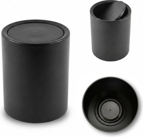 Koupelnový odpadkový černý koš RUND, 6 l