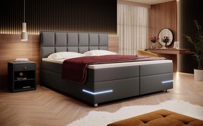K&M postele Boxspring postel MILANO bez úložného prostoru s LED Velikost postele: 200 × 200 cm, Výběr matrace: Taštičková zónová matrace - měkká (70–…