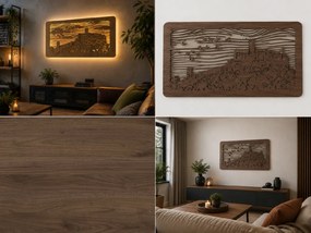Li-Go "Bezděz" světelný obraz s baterií a pohybovým čidlem 100x50 cm provedení povrchu: ořech