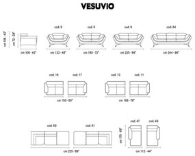 POLYFORMITALIA Luxusní sedací souprava Vesuvio Provedení: 2-místná+rohové ukončení, Vzorník látek: alabama13