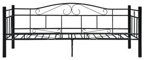 vidaXL Marketos Rám denní postele černý kovový 90 x 200 cm