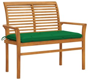 vidaXL Zahradní lavice se zelenou poduškou 112 cm masivní teak