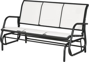 Outsunny 3-místná zahradní houpačka z kovu a prodyšné textilie, 147x70x85cm, béžová | Aosom