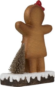 Hnědá vánoční dekorace holčička Perníček Gingerbread - 15*7*21 cm