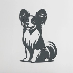 dřevo života Dřevěný obraz psa Papillon Zvolte rozměr (cm): 28x40, Zvolte barvu dekoru: Antracitová