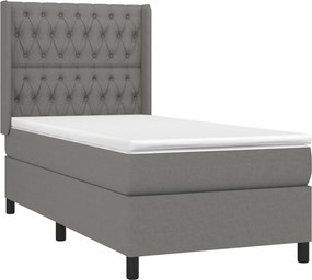 Box spring postel s matrací a LED tmavě šedá 90x200 cm textil 3138526