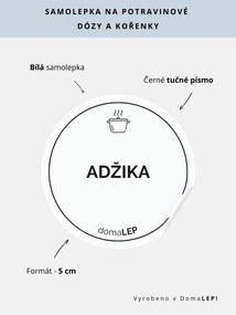 Samolepka na kořenky ADŽIKA bílá 5 cm tučné písmo