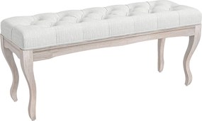 HOMCOM Lavice na konci postele s dřevěnými nohami a polstrovaným sedákem Nosnost 120 kg, Lavice do předsíně 110x37x49 cm, Krémová | Aosom