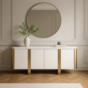 Komoda Stilig ST921 200 cm bílá/zlatá/mramor