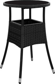 5dílný zahradní bistro set s poduškami černý polyratan 3187417