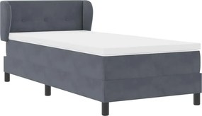 Postel s boxspringem s čelo Tmavě šedá 90 x 200 cm samet 3340371