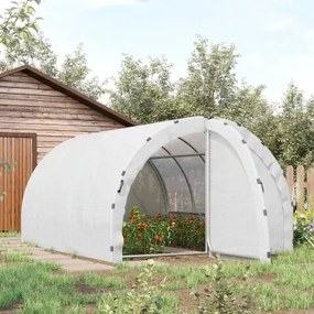 Outsunny Greenhouse Tunnel Garden, podlahová plocha 4L x 3W x 2H Vyztužený rám z ocelové trubky 25 mm s klikami bílý