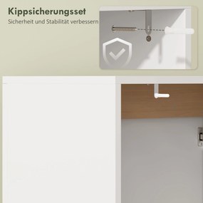 HOMCOM podumyvadlová skříňka s tlumeným dovíráním, bílá/přírodní dekor — 60 × 35 × 57,9 cm (23,6 × 13,8 × 22,8 palce)