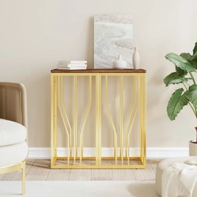 vidaXL Konzolový stůl nerezová ocel a masivní recyklované dřevo [350040] Barva: zlatá