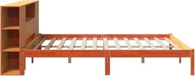 Postel s knihovnou bez matrace 200 x 200 cm masivní borovice 3321558