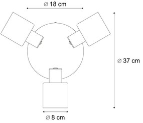 Moderní stropní svítidlo černé s kouřovým sklem kulaté 3-světelné - Cilin