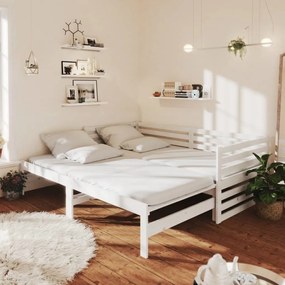 vidaXL Výsuvná denní postel 2 × (90x200 cm) masivní borové dřevo [3083669] Barva: Bílá