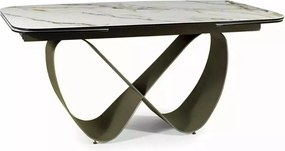 Jídelní rozkládací stůl Infinity 160/240 cm keramika bílý mramor/měděný