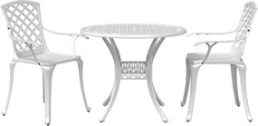 3dílný bistro set bílý litý hliník 3216332