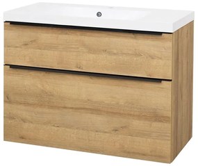 Mereo Mereo, Mailo, koupelnová skříňka s umyvadlem z litého mramoru 101 cm, černé madlo, CN522MB