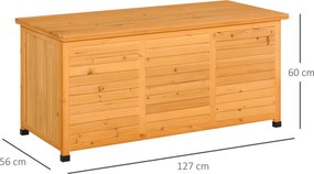 Outsunny zahradní přístřešek na nářadí voděodolný přístřešek z jedlového dřeva odolný velký prostor 127 x 56 x 60 cm žlutý | Aosom