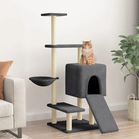 Škrabadlo pro kočky se sisalovými sloupky tmavě šedé 130,5 cm 172042