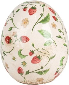 Keramické dekorační vajíčko s jahůdkami Wild Strawberries L - Ø 14*16 cm